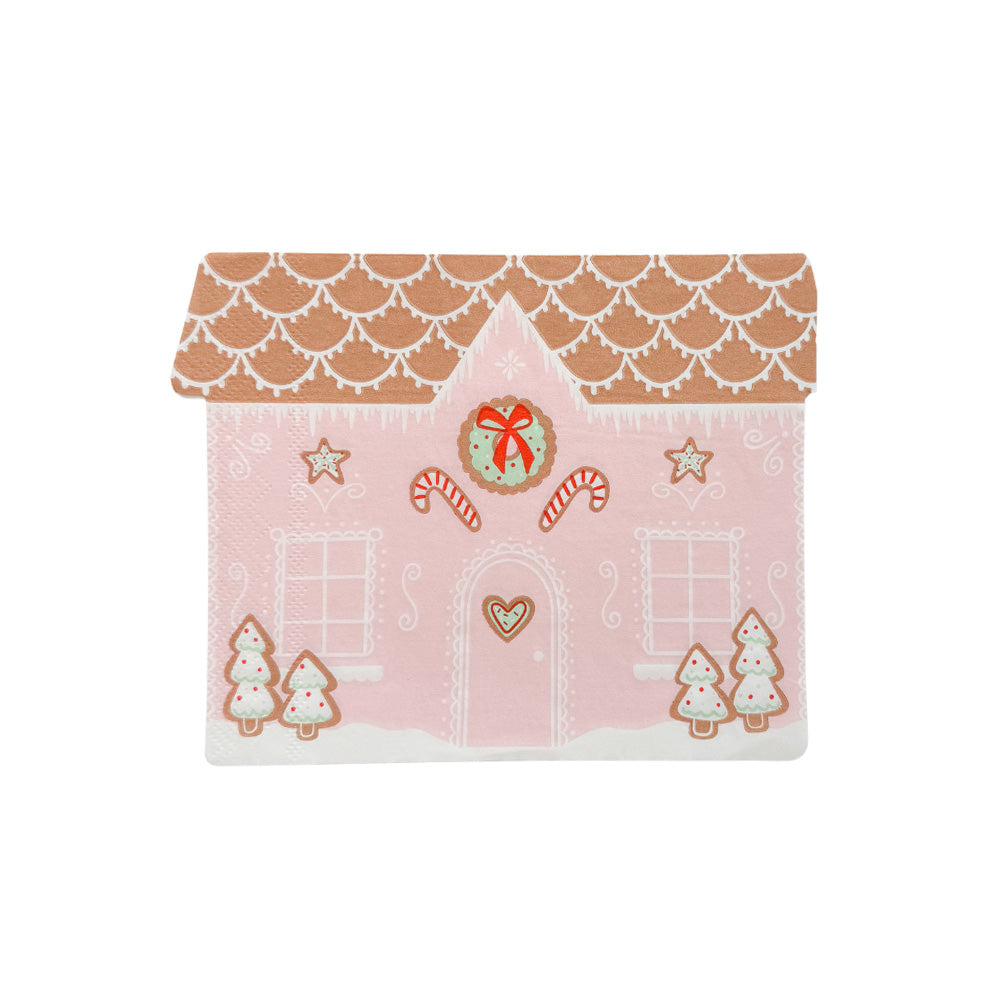 Baking Spirits Bright Pink Gingerbread House Large Napkins – Daydream ...
