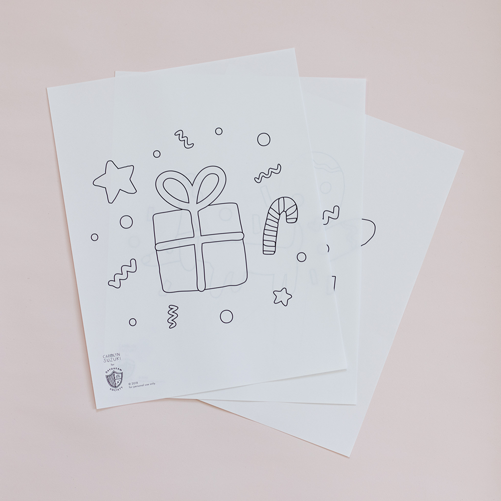 Merry + Bright Coloring Pages – Daydream Society